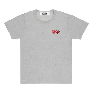 Play Comme Des Garcon T-shirt With Double Hearts - Grey