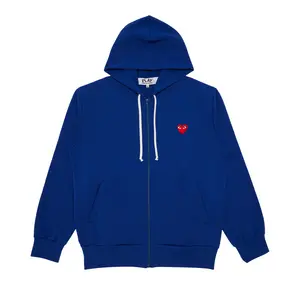 Play Comme Des Garcon Zip-up Hoodie With Embroidered Heart - Blue
