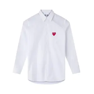 Play Comme Des Garcon Long-sleeve Button Down Shirt With Red Heart