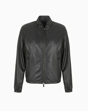 Giorgio Armani Nappa Leather Blouson With Zip - Black