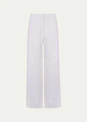 VIX PAULA HERMANNY Solid Bree Embroidered Wide Leg Pants
