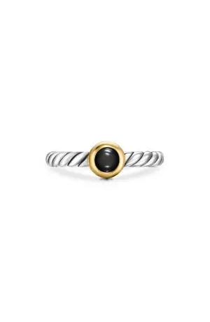 David Yurman Petite Cable Ring - Silver/ Gold/ Black Onyx