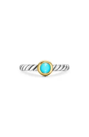 David Yurman Petite Cable Ring - Silver/ Gold/ Turquoise