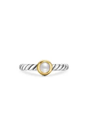 David Yurman Petite Cable Ring - Sterling Silver/gold/pearl