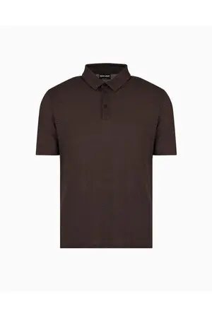 GIORGIO ARMANI Short-Sleeved Polo Shirt In Pure Linen Jersey