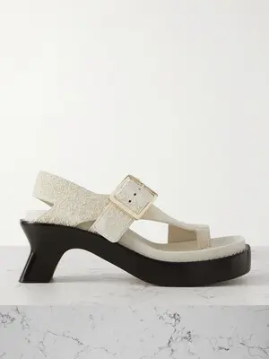 Loewe Ease Brushed-suede Sandals - White