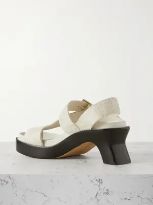 Loewe Ease Brushed-suede Sandals - White