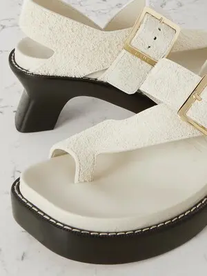 Loewe Ease Brushed-suede Sandals - White