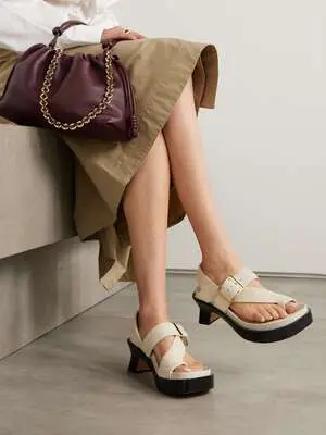 Loewe Ease Brushed-suede Sandals - White
