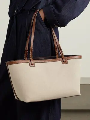 METIER - Métier Cala 32 Leather-Trimmed Linen Tote