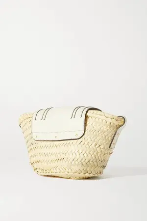Chloé Marcie Leather-trimmed Raffia Shoulder Bag