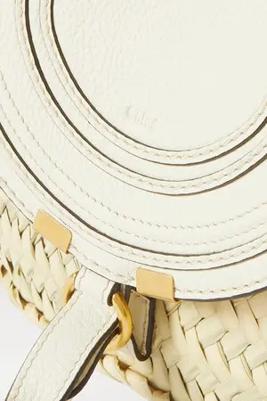Chloé Marcie Leather-trimmed Raffia Shoulder Bag