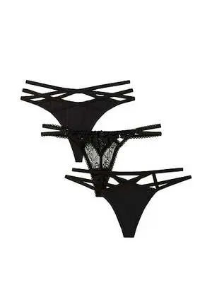 Victoria's Secret Adore Me Sexy Thong Panty Pack Of 3 - Black