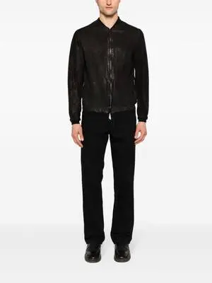 SALVATORE SANTORO Zip-up Leather Bomber Jacket