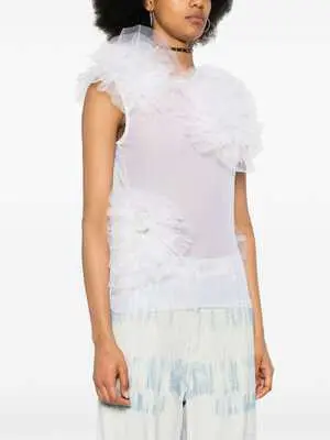 Acne Studios Floral-appliqué Mesh Top