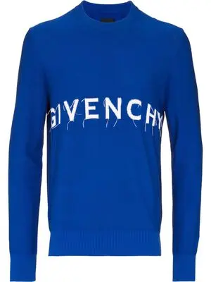 Givenchy Intarsia-knit Logo Jumper - Blue