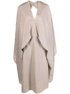 Fendi Cut-out Draped Wool Dress