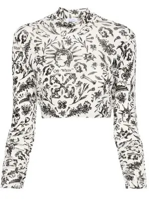 Off-White Tattoo-print Cropped Top - White