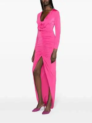 NISSA Floral-appliqué Maxi Dress - Pink