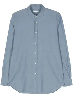 Boglioli Slub-texture Cotton Shirt - Blue