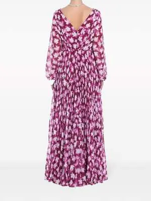 Monique Lhuillier Floral-print Pleated Maxi Dress