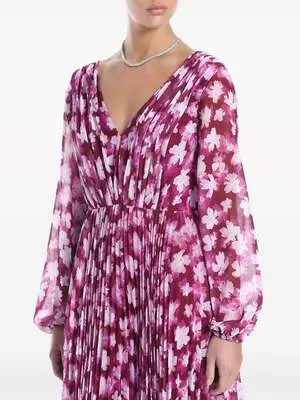 Monique Lhuillier Floral-print Pleated Maxi Dress