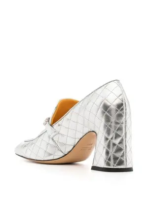 MADISON MAISON 70mm Quilted Leather Pumps - Silver