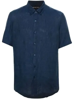 Michael Kors Short-sleeve Linen Shirt - Blue