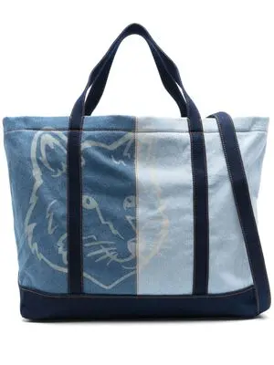 Maison Kitsuné Fox Head Print Tote Bag - Blue