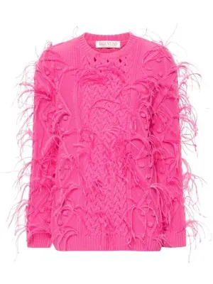 Valentino Garavani Feather-detail Knitted Jumper
