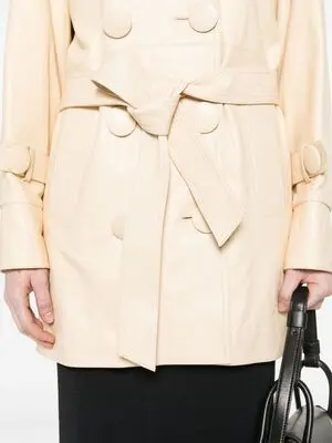 Attico Double-breasted Leather Coat