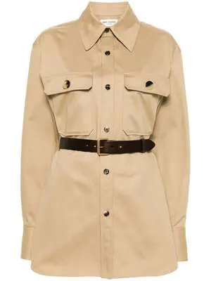 Saint Laurent Belted Saharienne Shirt - Neutrals
