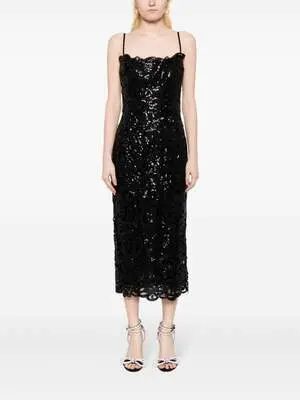 Marchesa Sequinned Midi Dress