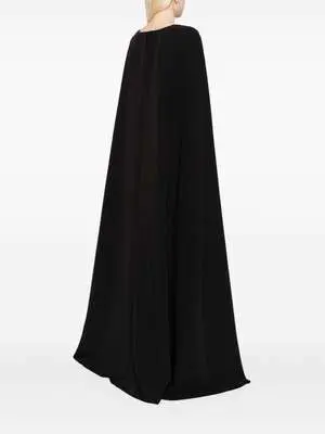 Marchesa Floral-appliqué Cape Gown