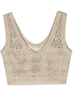 Brunello Cucinelli Open-knit Crop Top