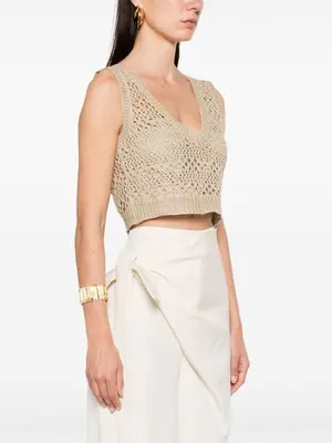Brunello Cucinelli Open-knit Crop Top