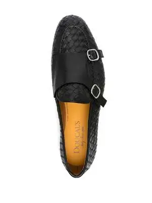 DOUCAL'S Interwoven Leather Monk Shoes - Black