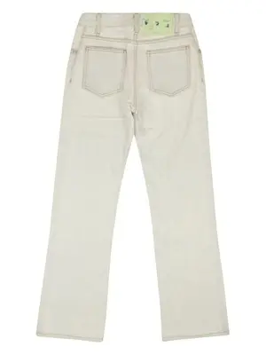 Off-White Cropped Jeans With Logo Appliqu