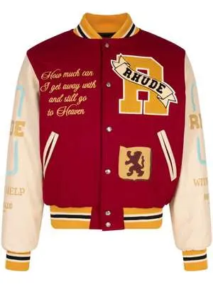 Rhude RHUDE Le Valley Varsity Jacket Red