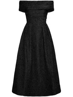 Rebecca Vallance Helene Off-shoulder Midi Dress - Black
