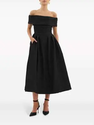 Rebecca Vallance Helene Off-shoulder Midi Dress - Black