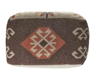 OX BAY TRADING CO. Ox Bay Tribal Hand-woven Cotton Blend Pouf Otto - One-color