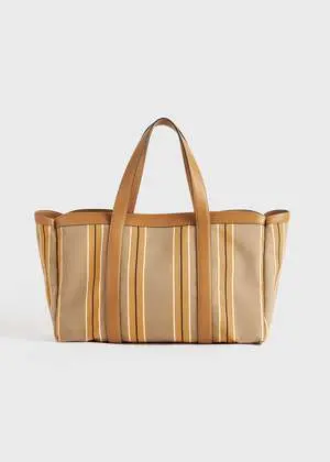 TOTEME Striped Canvas Tote Caramel/cornsilk