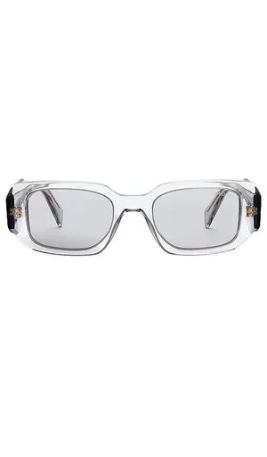 Prada Rectangle Full Rim Sunglasses - Transparent Grey