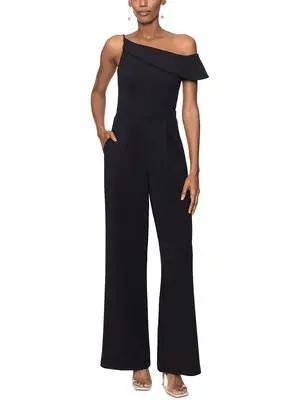 Xscape Womens Knit Straight Leg Jumpsuit - Black