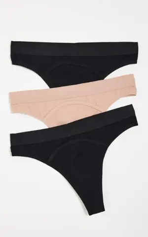 Honeydew Intimates Cyrus Rib Seamless Thong 3 Pack - Black/bon Bon/black