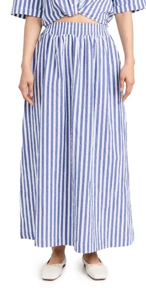 Stateside Puckered Stripe Double Slit Maxi Skirt