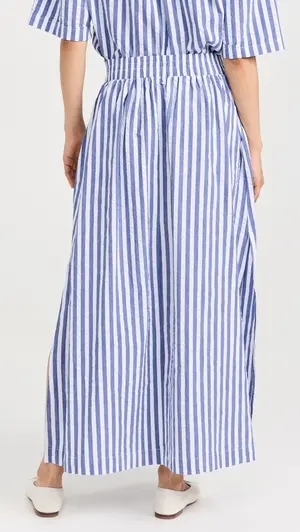 Stateside Puckered Stripe Double Slit Maxi Skirt