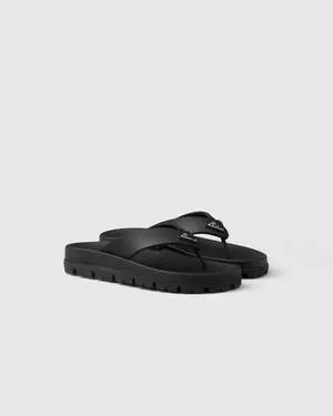 Prada Rubber Thong Sandals - Black