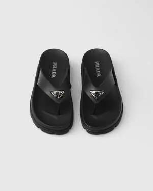 Prada Rubber Thong Sandals - Black